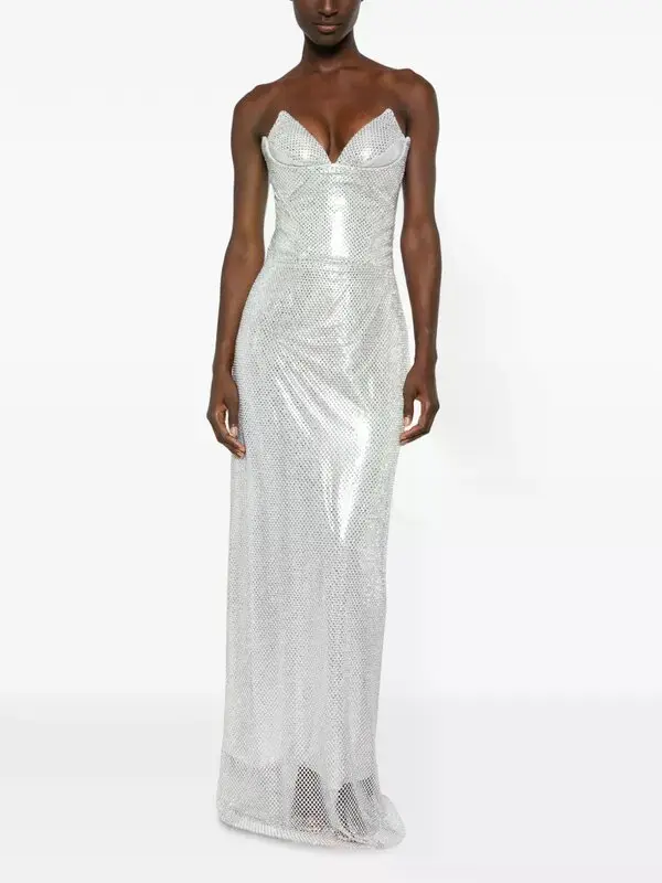 MITILIANE COUTURE Crystal-embellished Mesh Maxi Dress