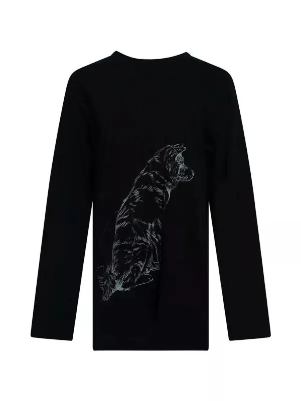 Yohji Yamamoto Dog-print Long-sleeve T-shirt - Black