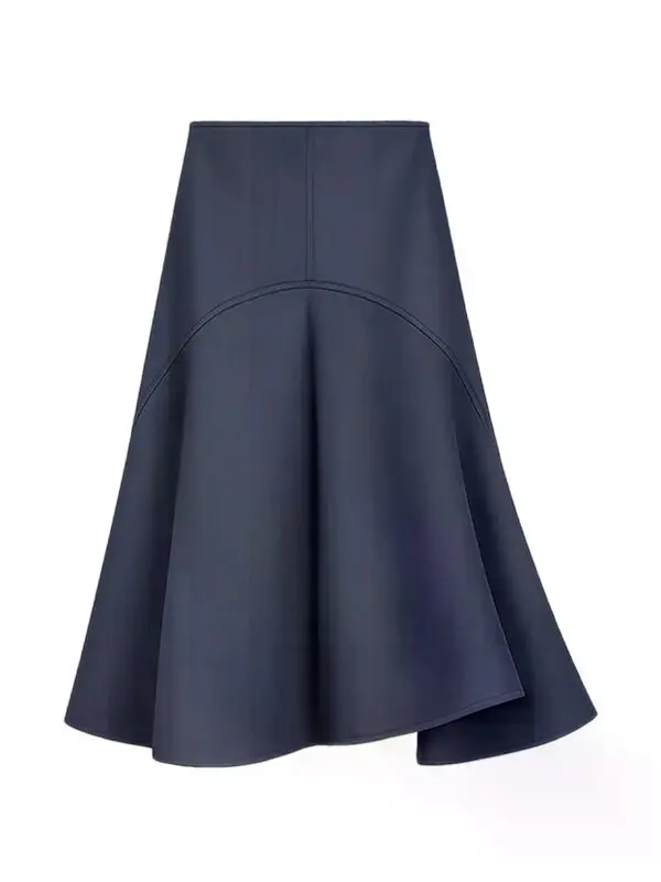 Plan C Panelled Asymmetric Midi Skirt - Blue