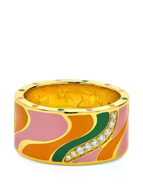 BUDDHA MAMA Groovy Swirl Diamond And Enamel Ring - Gold