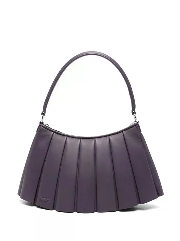 Lacoste Medium Lenglen Pleated Leather Tote Bag - Purple