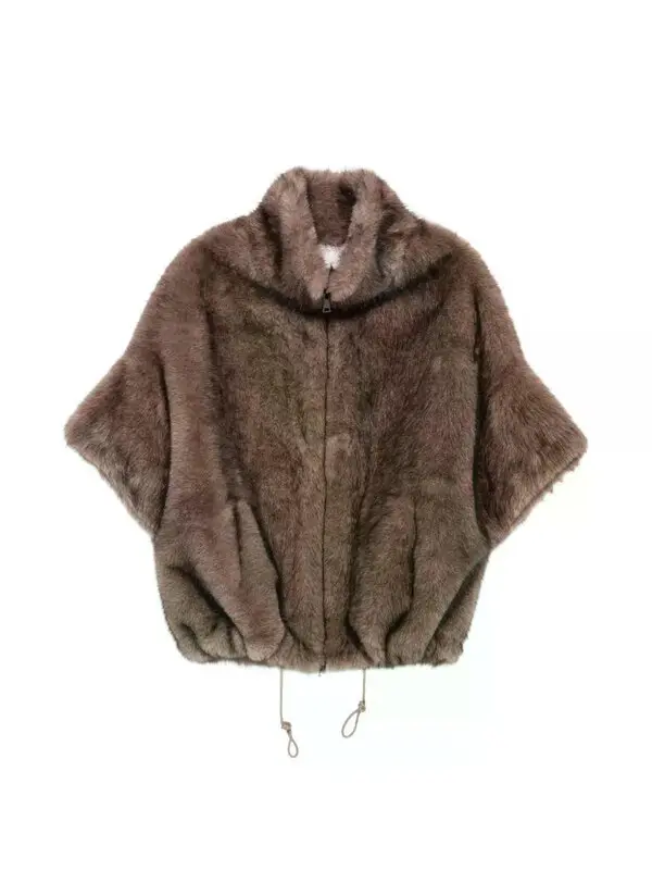 VALENTINI 1972 Faux-fur Short-sleeve Coat