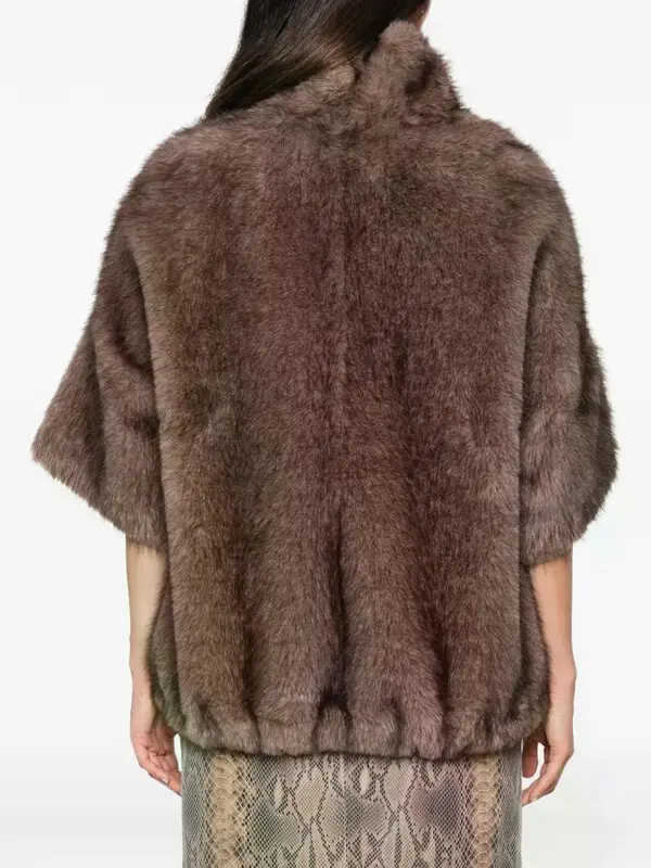 VALENTINI 1972 Faux-fur Short-sleeve Coat