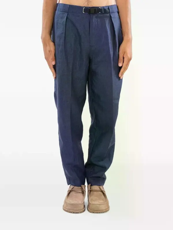 WHITE SAND Pleated Linen Trousers