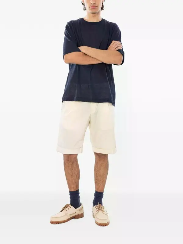 WHITE SAND Belted Pleated Shorts