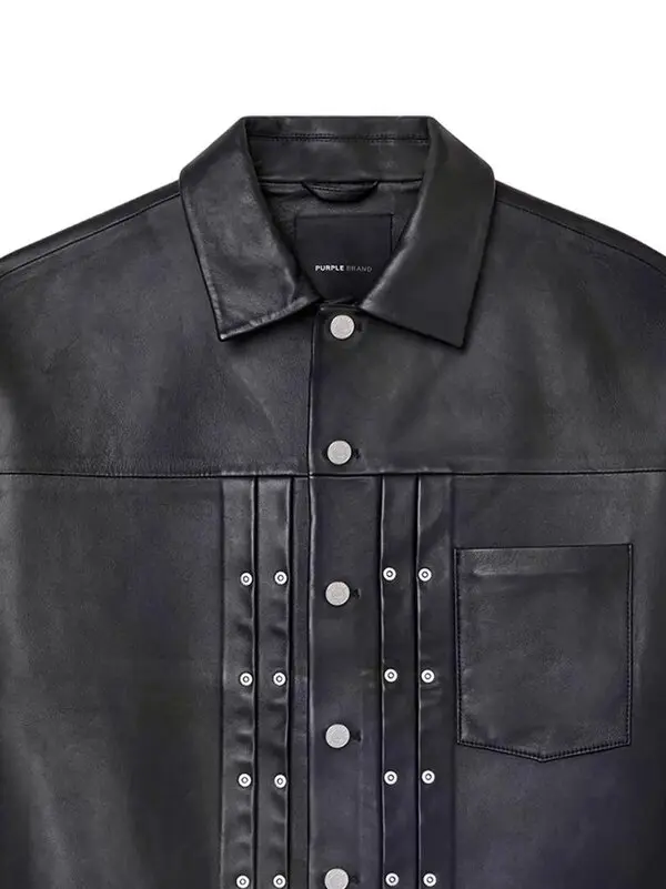 PURPLE BRAND Stud-embellished Leather Jacket