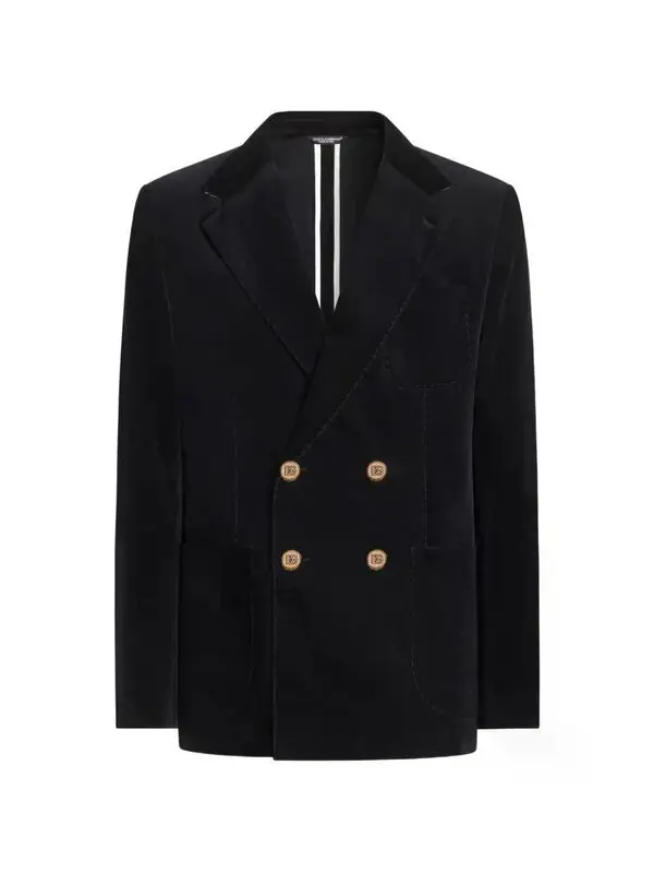 Dolce & Gabbana Portofino Double-breasted Velvet Jacket - Blue
