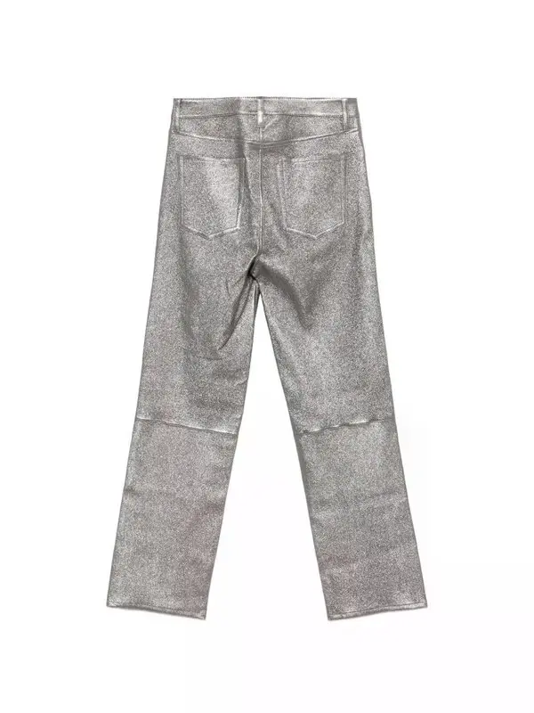 FRAME Le Sleek Metallic Leather Trousers - Silver
