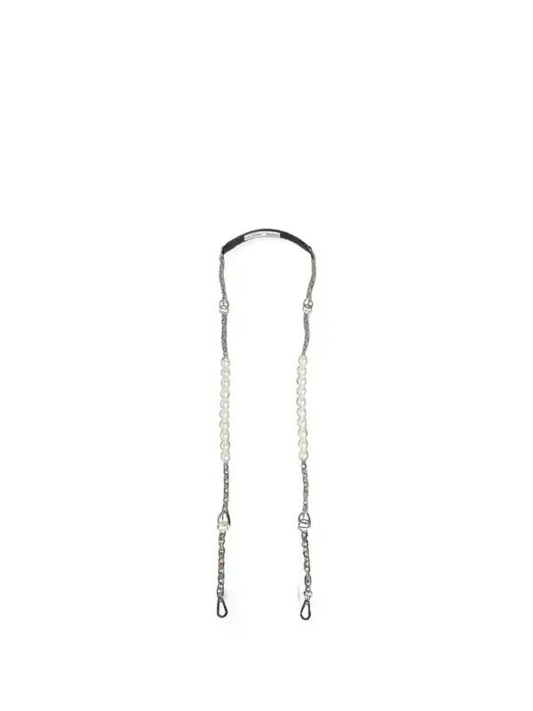 Dolce & Gabbana Dg-logo Pearl-embellished Shoulder Strap - Silver