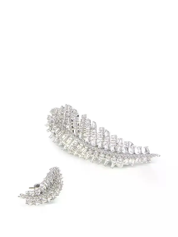 SWAROVSKI Vienna Crystal-embellished Leaf-motif Earrings - Silver