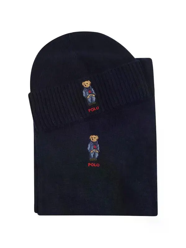 Polo Ralph Lauren Logo Beanie Hat And Scarf Set