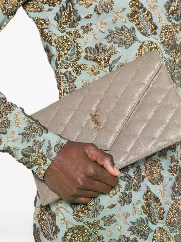 Saint Laurent Cassandre Quilted Leather Clutch Bag