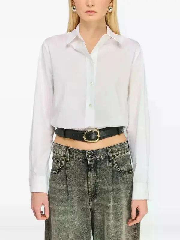 SEMICOUTURE Gilberta Cropped Contrast-hem Shirt