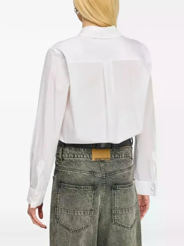 SEMICOUTURE Gilberta Cropped Contrast-hem Shirt
