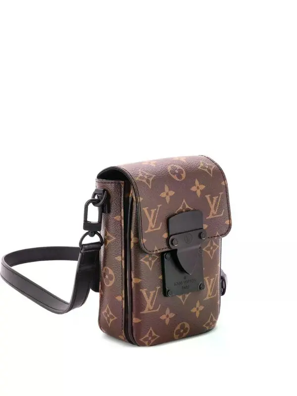 LOUIS VUITTON S Lock Vertical Wearable Wallet Macassar Monogram Canvas Crossbody Bag - Black