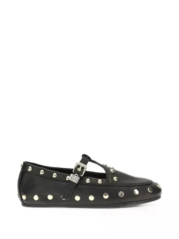 GANNI Mary Jenny Studded Ballerinas In Pebbled Leather