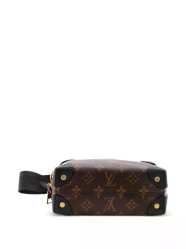 LOUIS VUITTON Petite Malle Souple Handbag Monogram Canvas With Leather Shoulder Bag - Brown