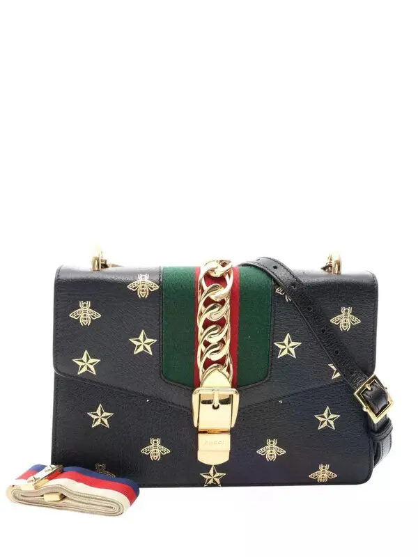 Gucci 2000-2015 Small Calfskin Bee Star Web Sylvie Satchel