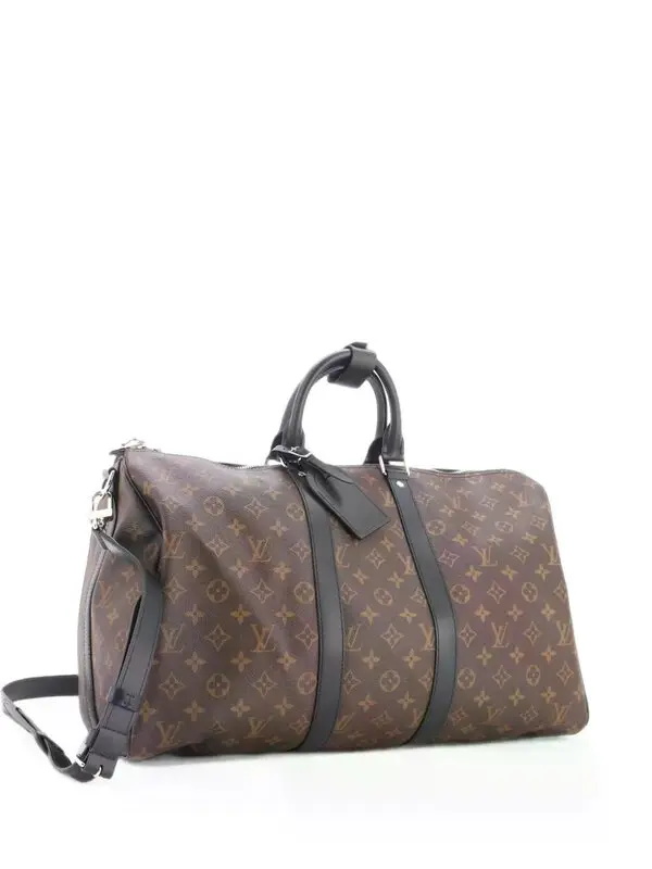 LOUIS VUITTON Keepall Bandouliere Bag Macassar Monogram Canvas 45 Travel Bag - Black