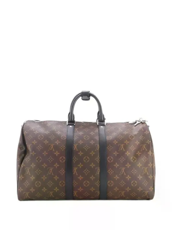 LOUIS VUITTON Keepall Bandouliere Bag Macassar Monogram Canvas 45 Travel Bag - Black