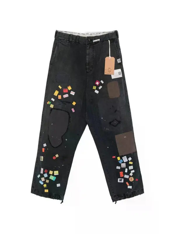 Mihara Yasuhiro Patchwork Ticket-print Jeans