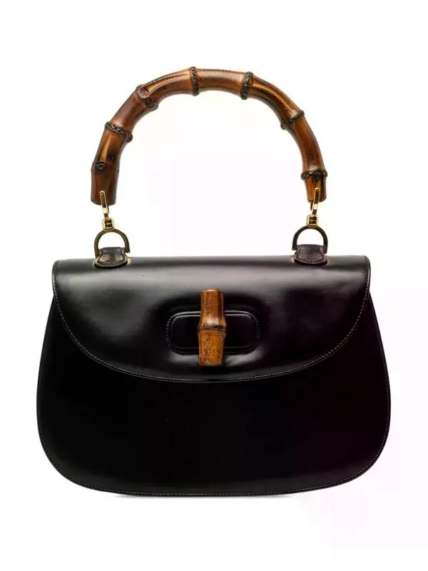 Gucci 20th Century Calfskin Bamboo Night Satchel - Black