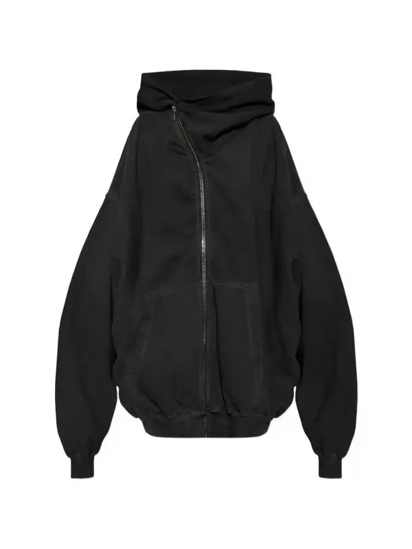Rick Owens Asymmetric-zip Oversized Hoodie - Black