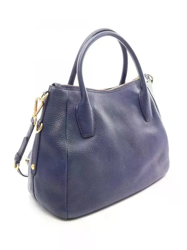Prada 2010-2026 Vitello Daino Sacca 2 Manici Convertible Tote Satchel - Blue