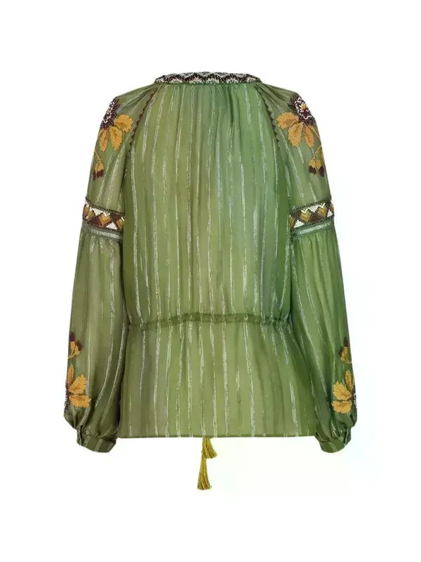 Valentino Garavani Embroidered Tassel-detail Blouse
