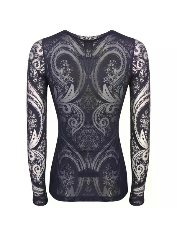 Etro Paisley-print Mesh Long-sleeve T-shirt