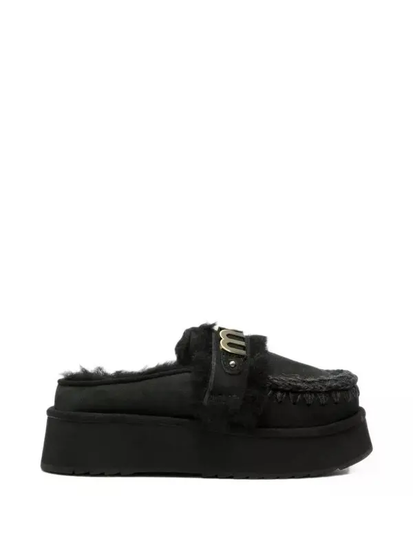 Mou Logo-plaque Crochet-trim Slippers