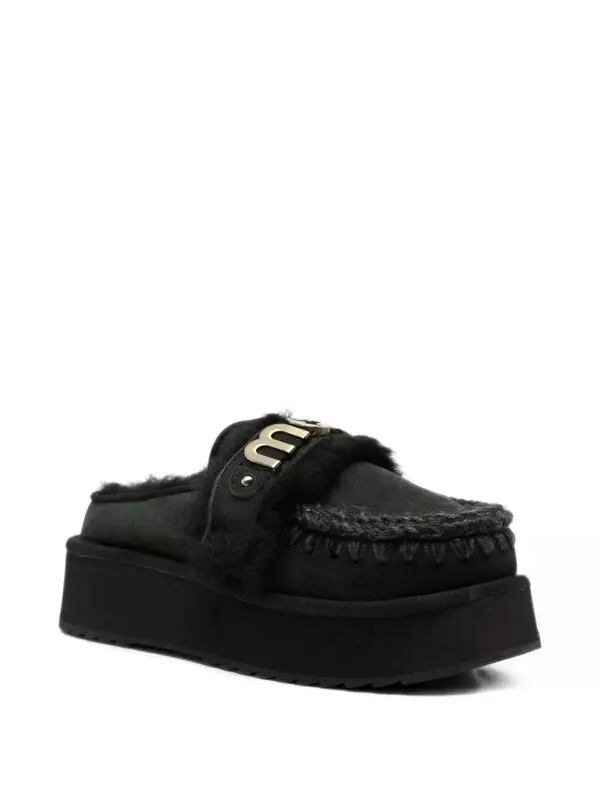 Mou Logo-plaque Crochet-trim Slippers