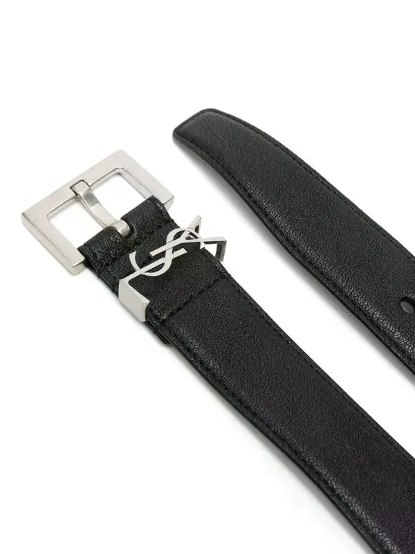 Saint Laurent Cassandre Belt In Smooth Leather