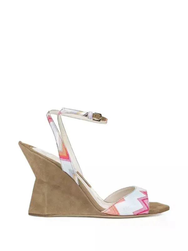 Missoni Zigzag-print Wedge Sandals - White