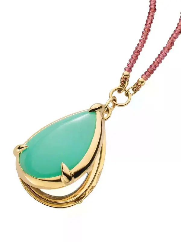 Monica Rich Kosann Chrysoprase And Garnet Locket Necklace - Gold