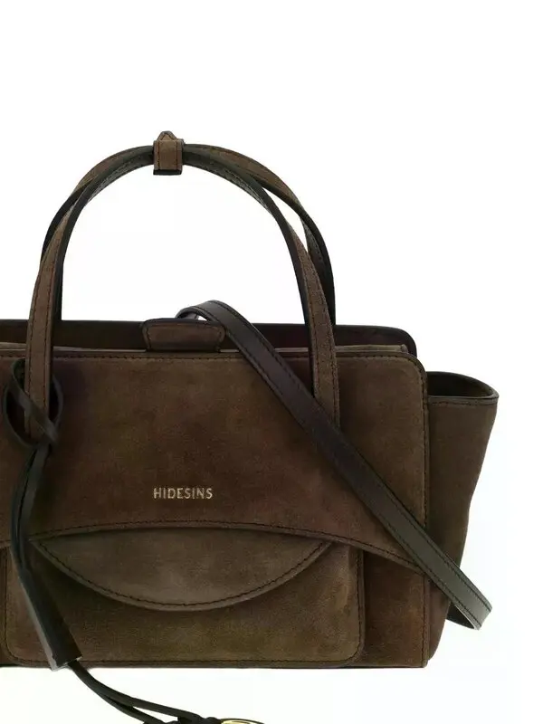 HIDESINS Small Flap Logo-stamp Suede Tote Bag - Brown