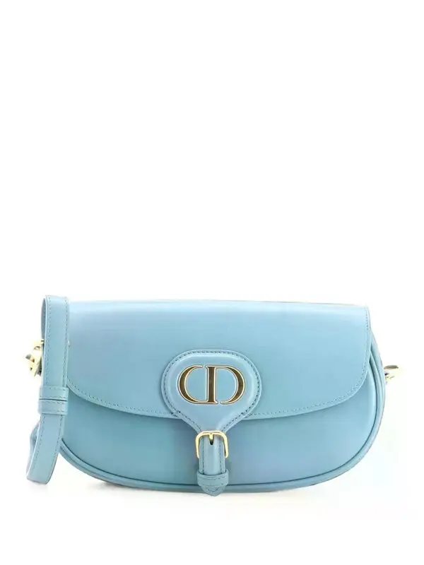 Dior Bobby Flap Bag Leather East West Crossbody Bag - Blue