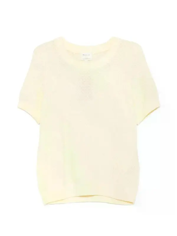 MAISON123 Pointelle-knit Short-sleeve Sweater - Yellow
