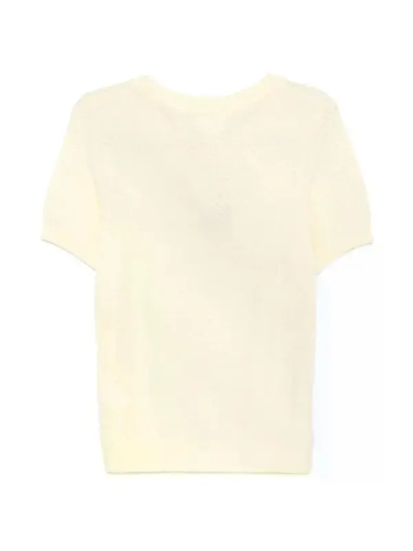 MAISON123 Pointelle-knit Short-sleeve Sweater