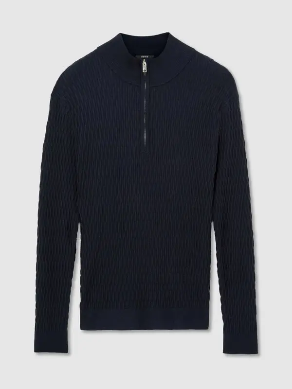 REISS Idol Textured-knit Half-zip Jumper