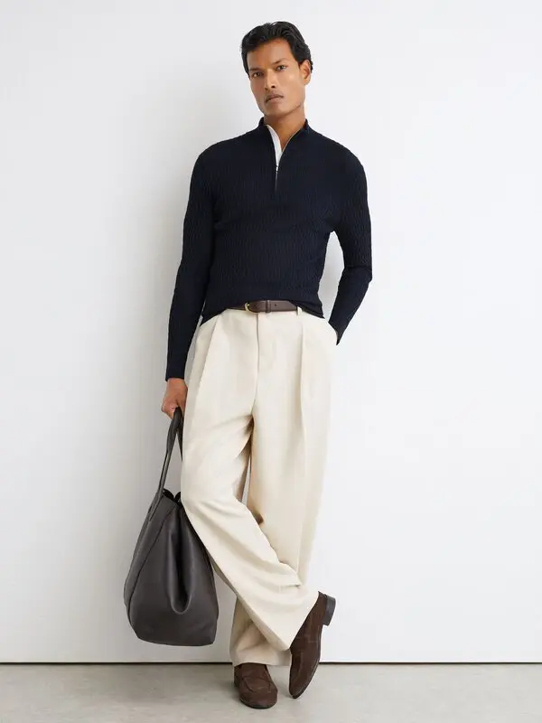 REISS Idol Textured-knit Half-zip Jumper