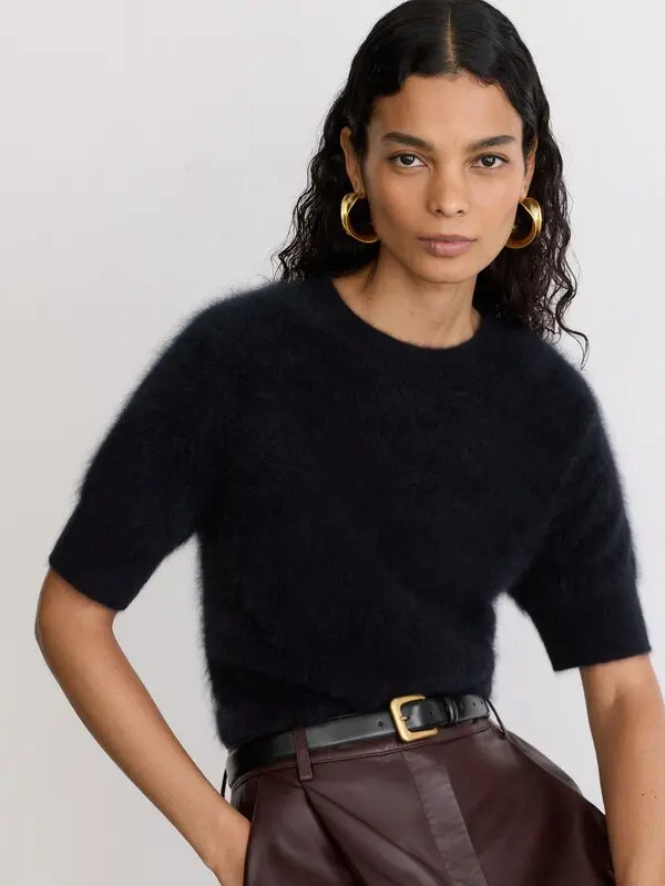 REISS Beatrice Suede Square-buckle Belt - Black