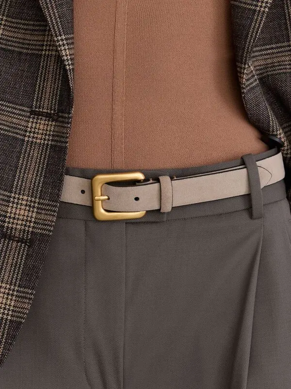 REISS Beatrice Suede Square-buckle Belt - Grey