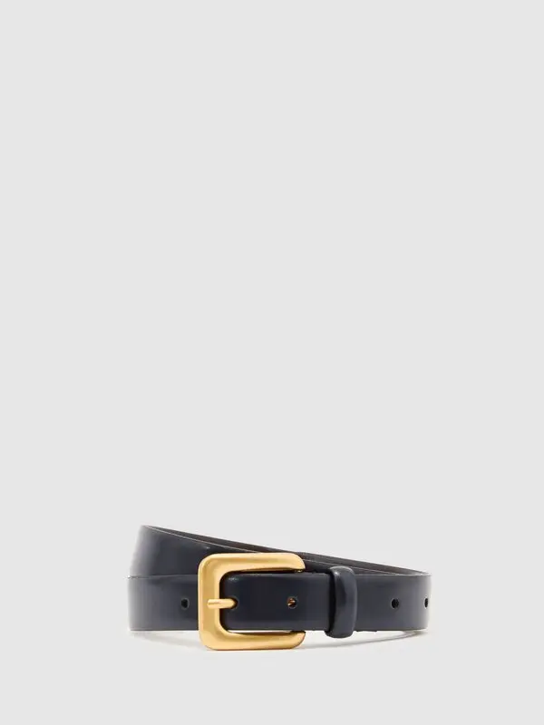 REISS Beatrice Leather Square-buckle Belt - Navy