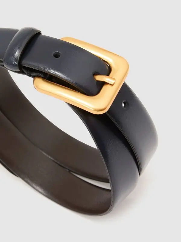 REISS Beatrice Leather Square-buckle Belt - Navy