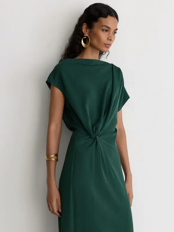 REISS Beth Off-shoulder Tuck-detail Midi Dress