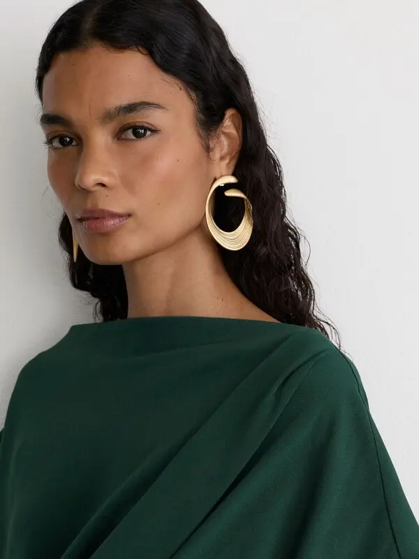 REISS Beth Off-shoulder Tuck-detail Midi Dress