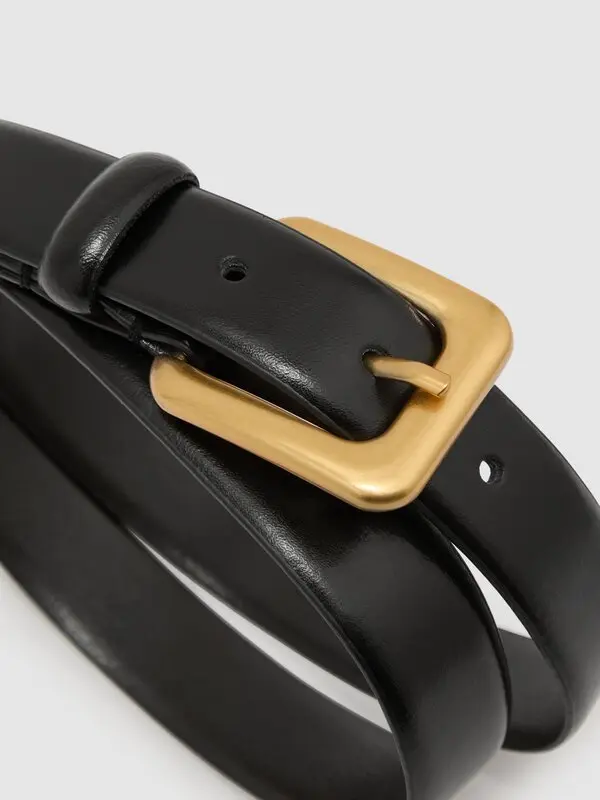 REISS Beatrice Leather Square-buckle Belt