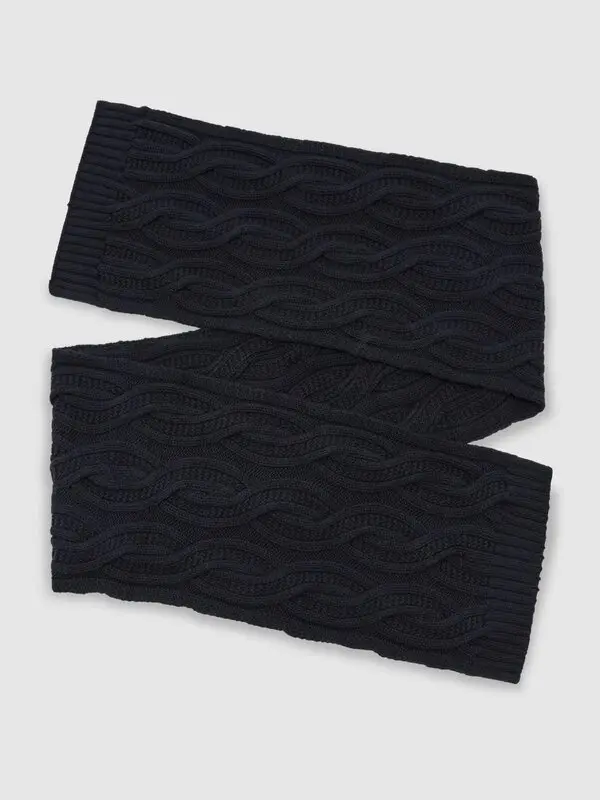 REISS Polar Cable-knit Scarf With Wool - Navy