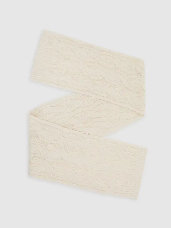 REISS Polar Cable-knit Scarf With Wool - White